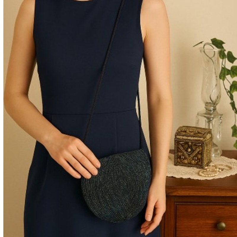 90s Blue Gold Beaded Peacock Crossbody Evening Bag – Behind The Creaky Door